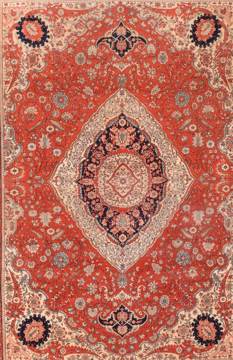 Antique Handmade Mohtasham Kashan Persian Rug at 1stDibs