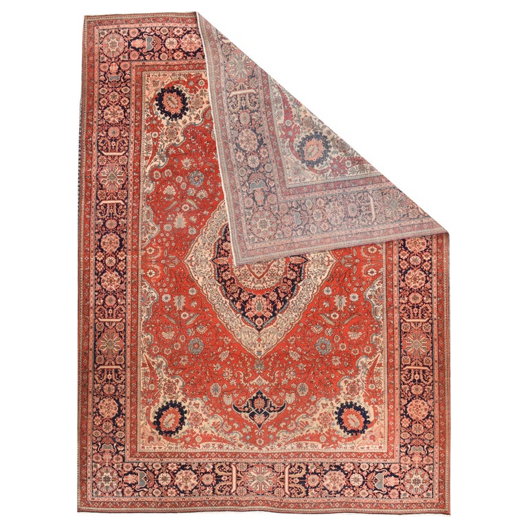 Antique Handmade Mohtasham Kashan Persian Rug at 1stDibs