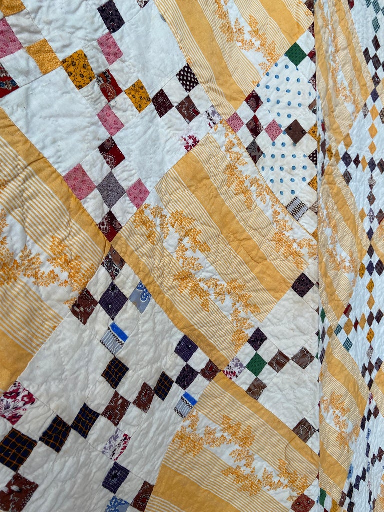 Antique Handmade Patchwork "Double Nine Patch" Quilt In Cotton, USA ...