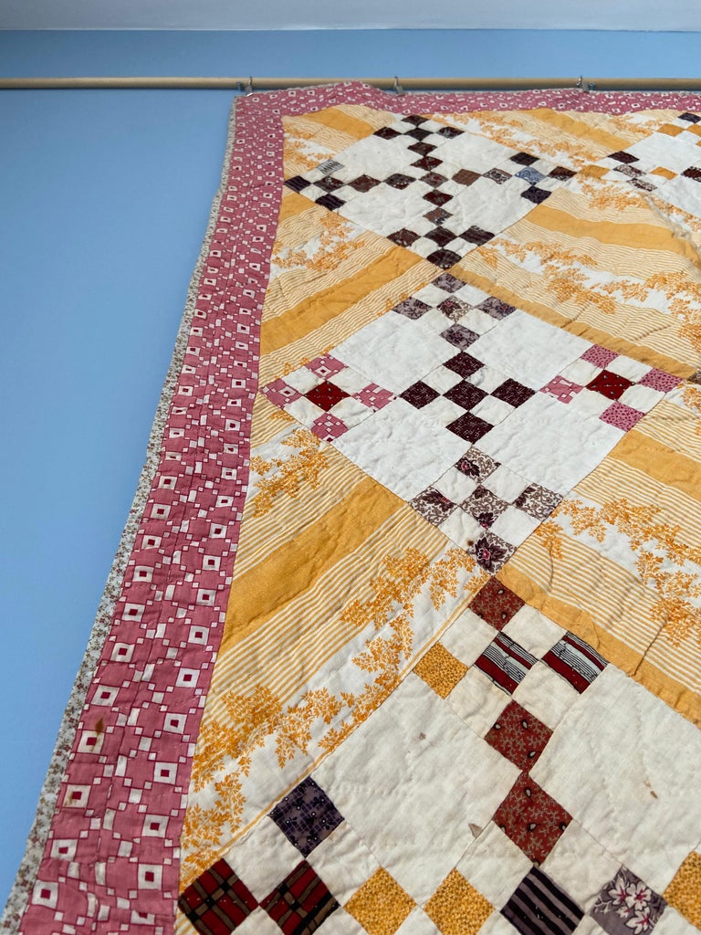 Antique Handmade Patchwork "Double Nine Patch" Quilt In Cotton, USA ...