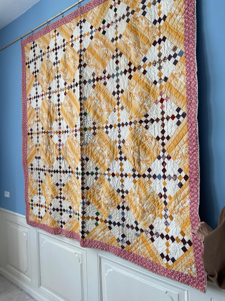 Antique Handmade Patchwork "Double Nine Patch" Quilt In Cotton, USA ...