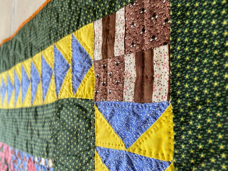 Antique Handmade Patchwork "Economy Patch" Quilt in Multicolor, USA ...