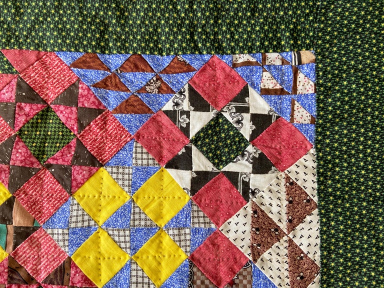 Antique Handmade Patchwork "Economy Patch" Quilt in Multicolor, USA ...