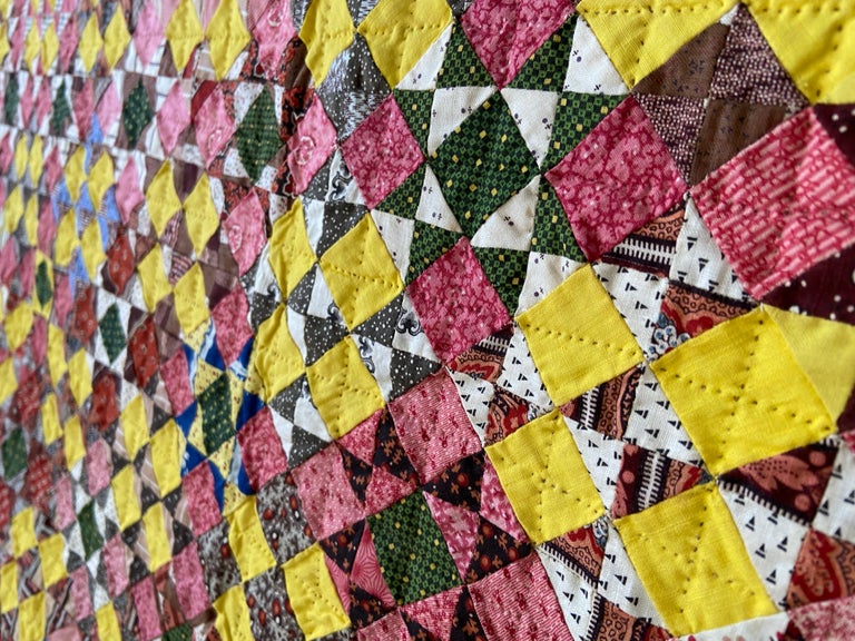 Antique Handmade Patchwork "Economy Patch" Quilt in Multicolor, USA ...