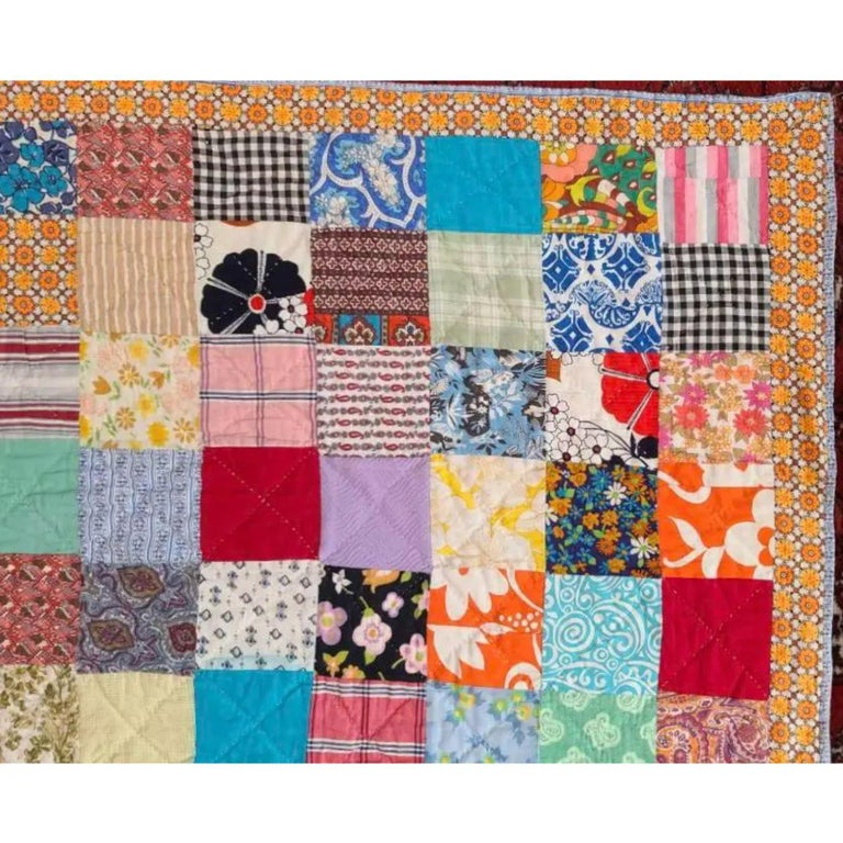 Antique Handmade Patchwork Quilt, 19th Century For Sale at 1stDibs