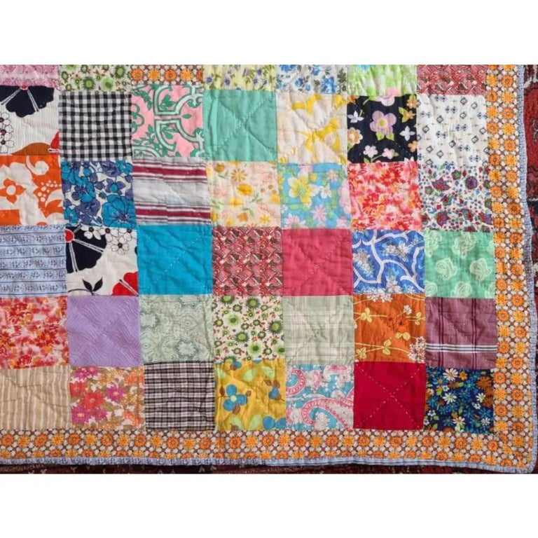 Antique Handmade Patchwork Quilt, 19th Century For Sale at 1stDibs