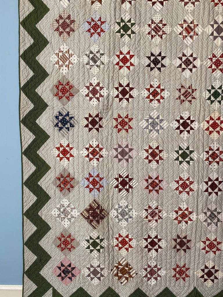 Antique Handmade Patchwork "Variable Stars" Quilt with Zigzag Border ...