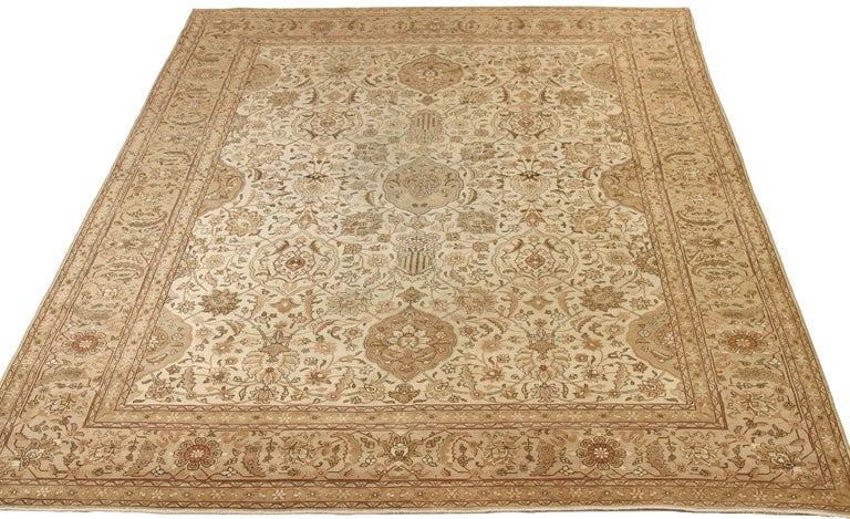 Antique Handmade Persian Rug Tabriz Design For Sale at 1stDibs