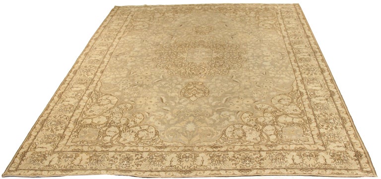 Antique Handmade Persian Rug Tabriz Design For Sale at 1stDibs