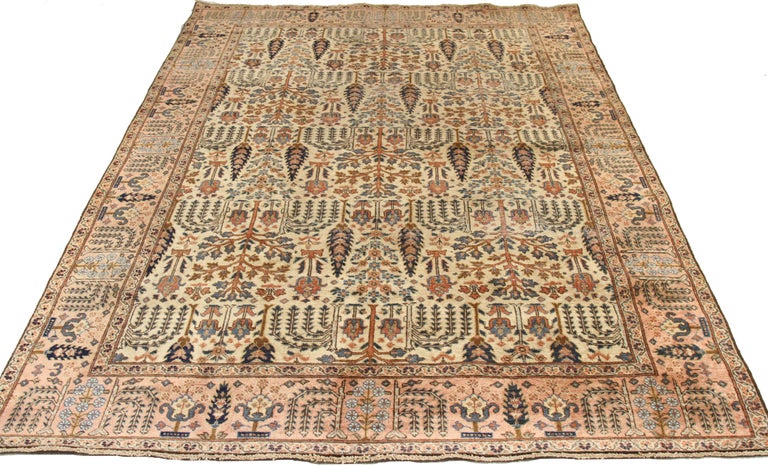 Antique Handmade Persian Rug Tabriz Design For Sale at 1stDibs
