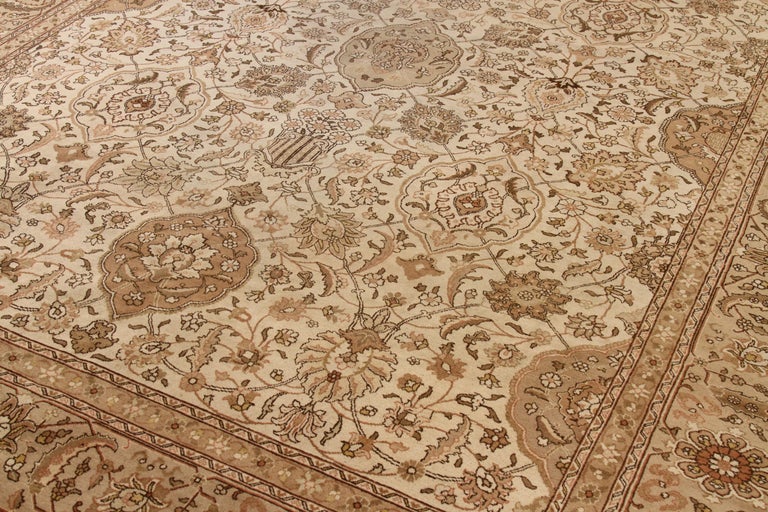 Antique Handmade Persian Rug Tabriz Design For Sale at 1stDibs