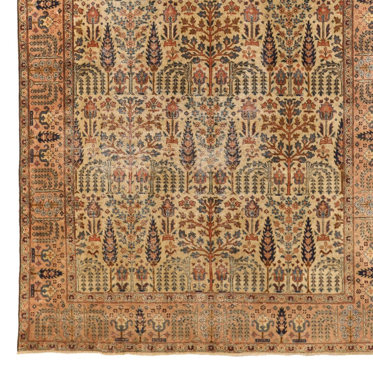 Antique Handmade Persian Rug Tabriz Design For Sale at 1stDibs