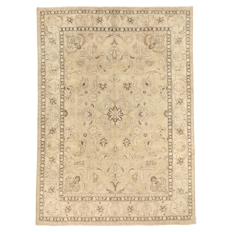 Antique Handmade Persian Rug Tabriz Design For Sale at 1stDibs