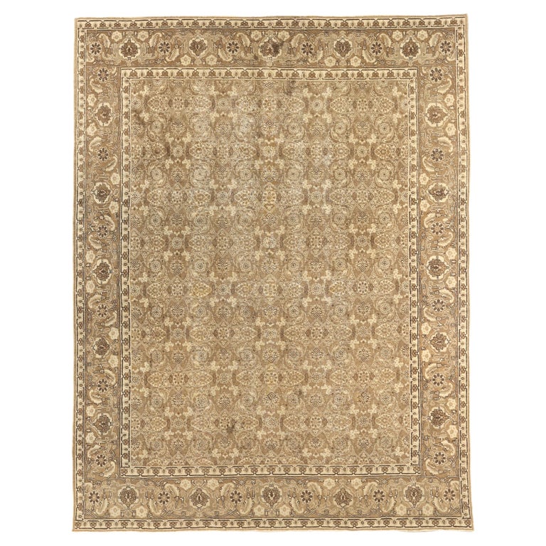 Antique Handmade Persian Rug Tabriz Design For Sale at 1stDibs