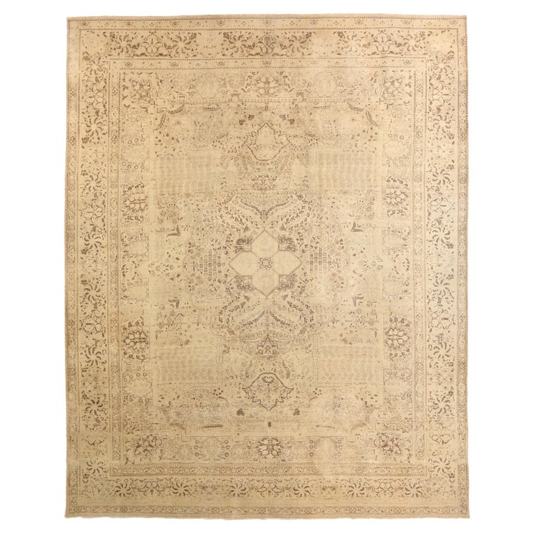 Antique Handmade Persian Rug Tabriz Design For Sale at 1stDibs