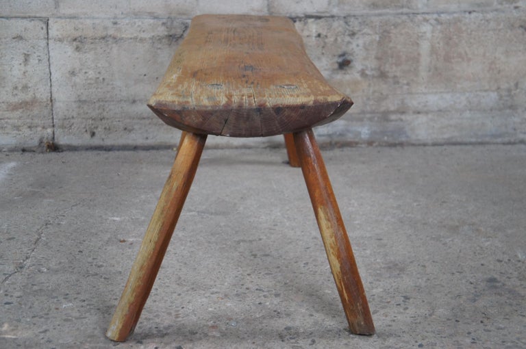 Antique Handmade Primitive Rustic Cabin Live Edge Pine Slab Bench ...