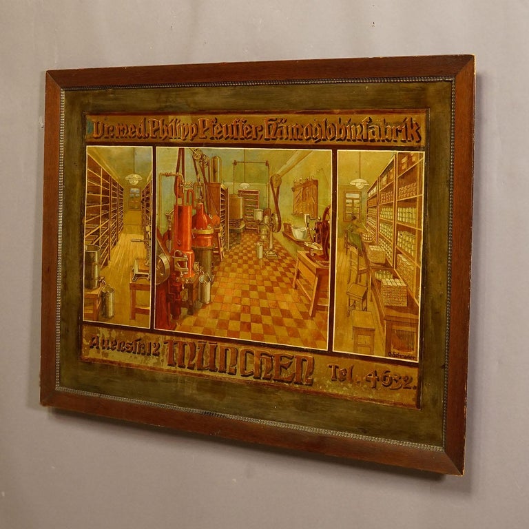 Antique Hand Painted Advertising Poster for a Hemoglobin Fabrication in ...