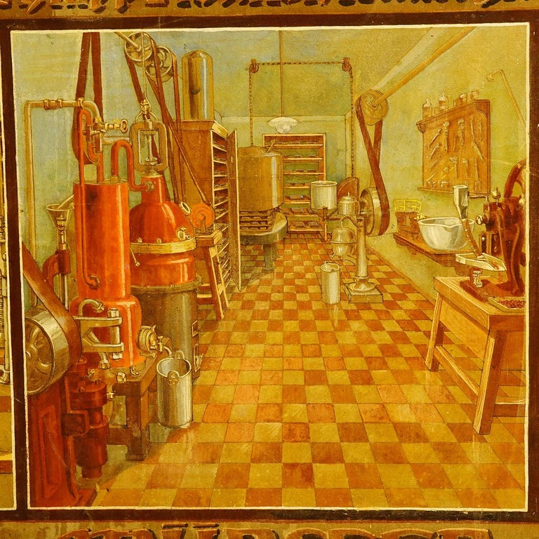 Antique Hand Painted Advertising Poster for a Hemoglobin Fabrication in ...