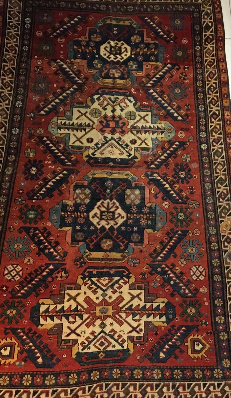 Antique Handwoven Caucasian Rug For Sale at 1stDibs