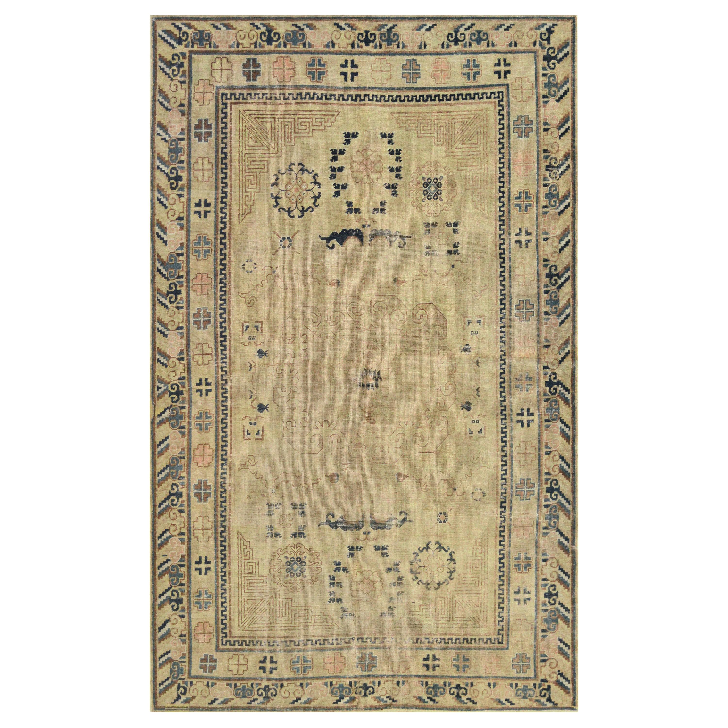 Antique Pictorial Samarkand Rug with Geese For Sale at 1stDibs