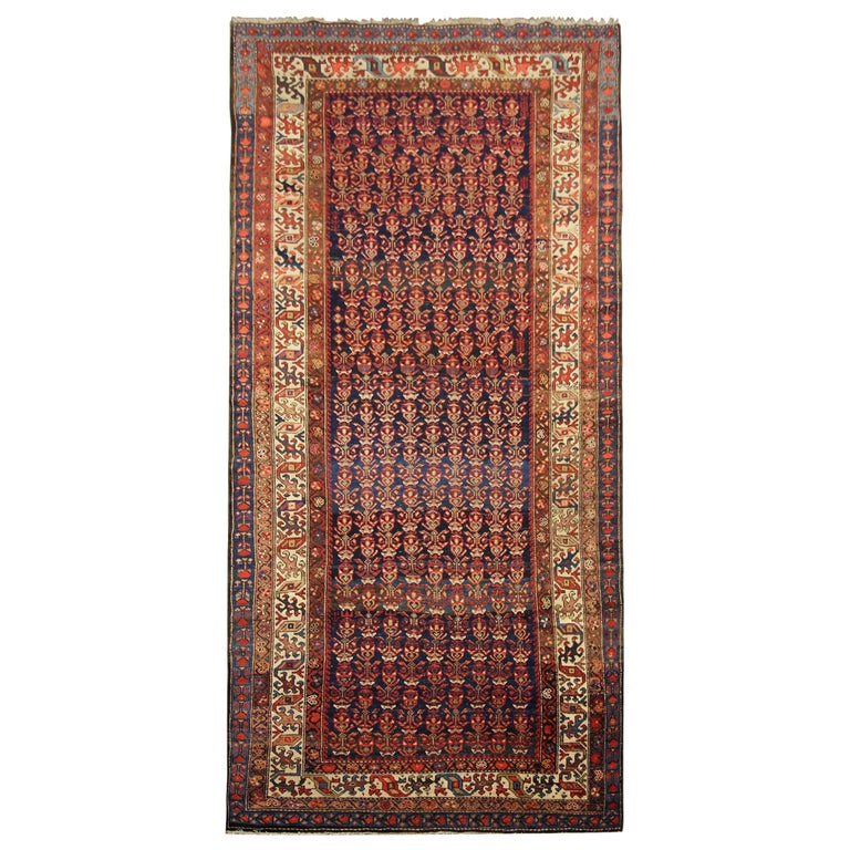 Antique Handwoven Traditional Wool Rug Rust Red Oriental Carpet For ...