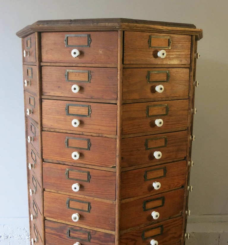 Antique Hardware Store Revolving Bolts and Screw Cabinet 80 Drawers For ...