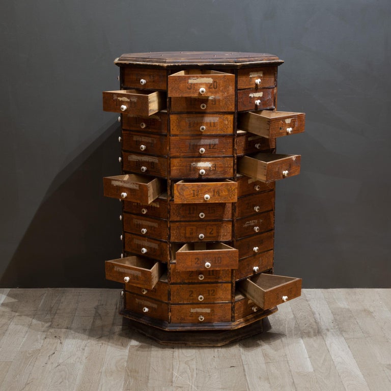 Antique Rotating Hardware Store Screw and Bolt Cabinet c.1900 For Sale ...