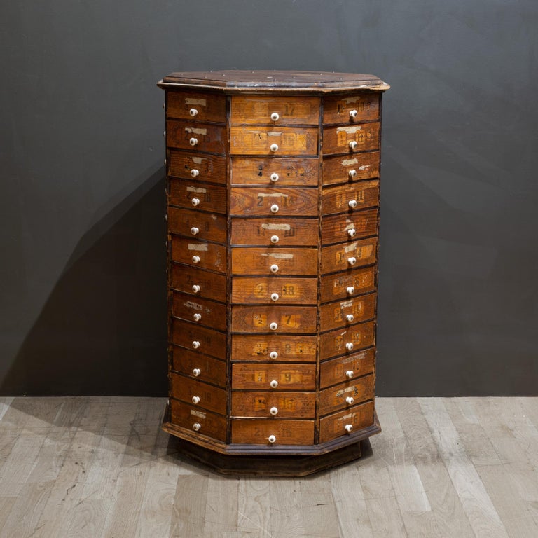 Antique Rotating Hardware Store Screw and Bolt Cabinet c.1900 For Sale ...