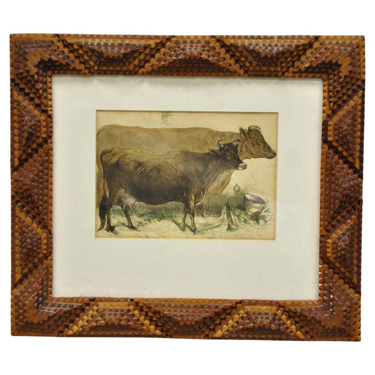 Harrison Weir Cows Dairy Show - Lithographie ancienne dans un cadre d ...