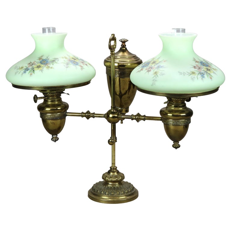 Antique Harvard School Duplex Brass Double Student Oil Lamp, c1890 at ...
