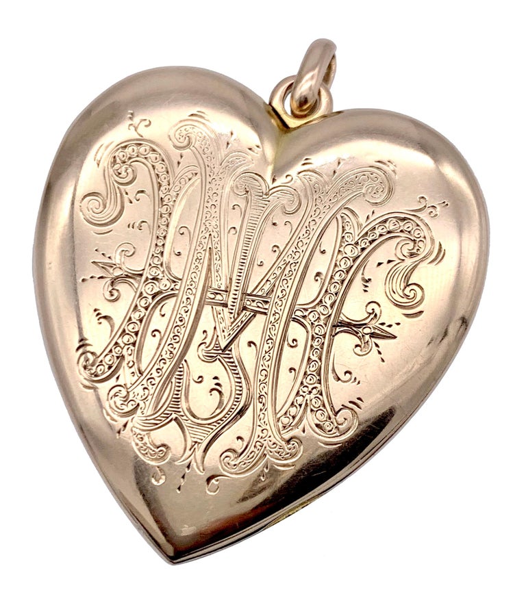 Antique Victorian Heart Locket Pendant 14 Karat Rose Gold Diamonds For ...