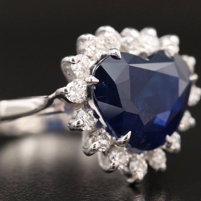 Customizable Vintage Heart Sapphire Engagement Ring, Sapphire Statement ...