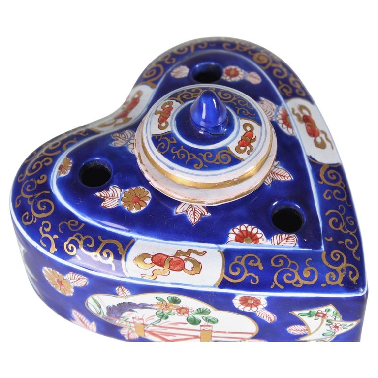 Antique Heart Shaped Inkwell, Signed Henri Delcourt Verlinghe, Ceramic ...
