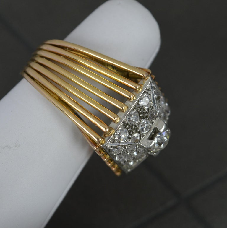 Antique Heavy 18ct Gold and Old Cut Diamond Square Cluster Ring For ...