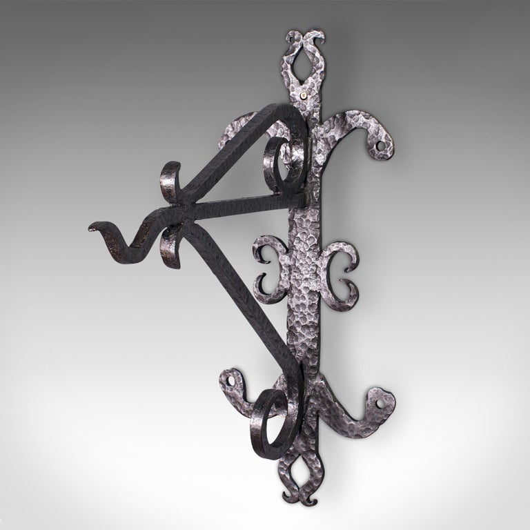 Antique Heavy Wall Bracket, English, Hand Beaten, Wrought Iron ...