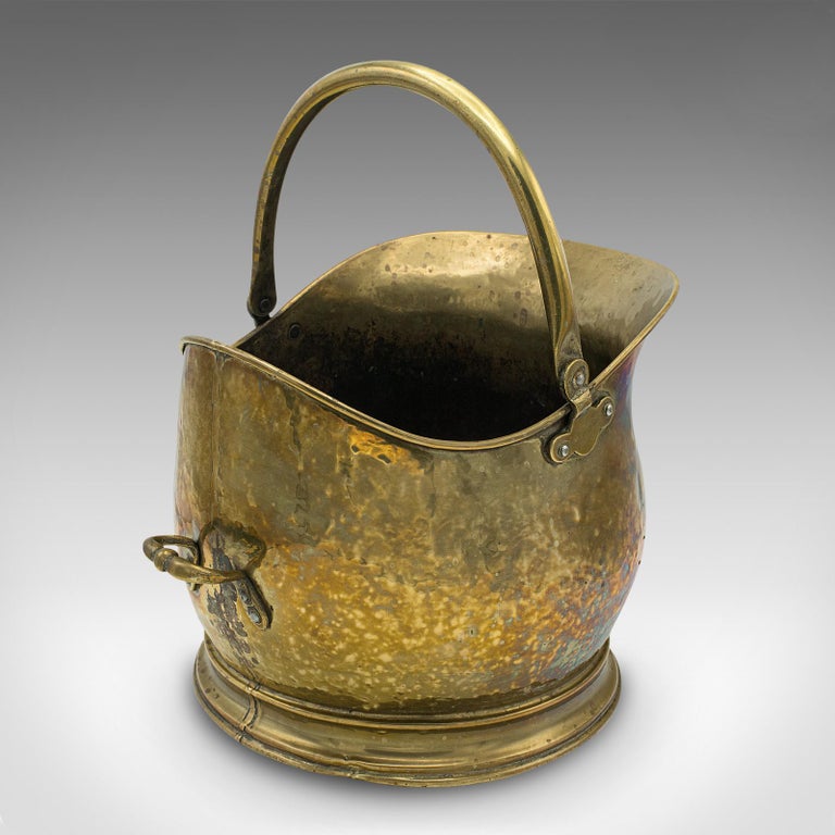 Antique Helmet Scuttle, English, Brass, Coal Bucket, Fireside Bin ...