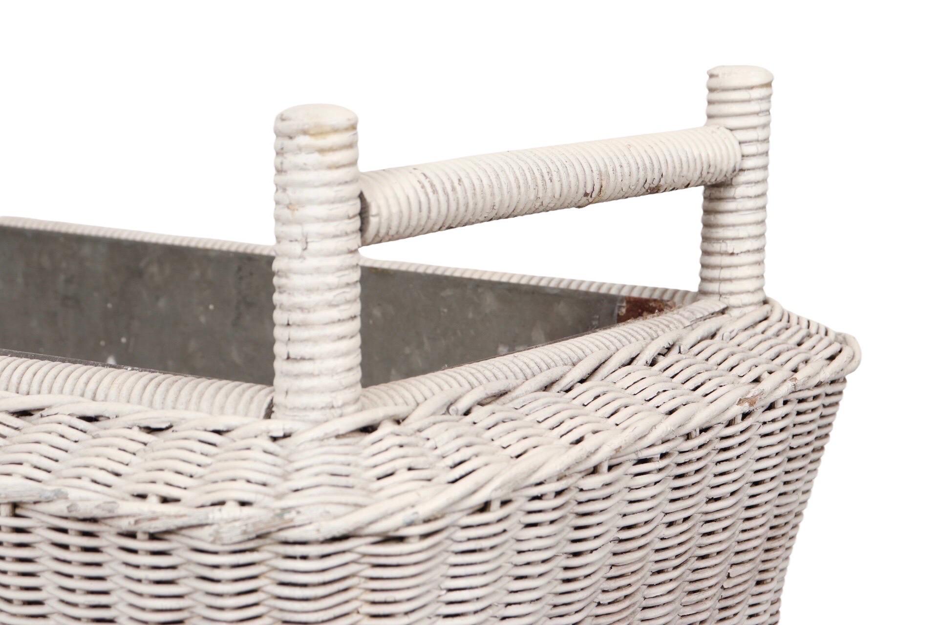 Antique Heywood Wakefield attr. White Wicker Planter For Sale at 1stDibs