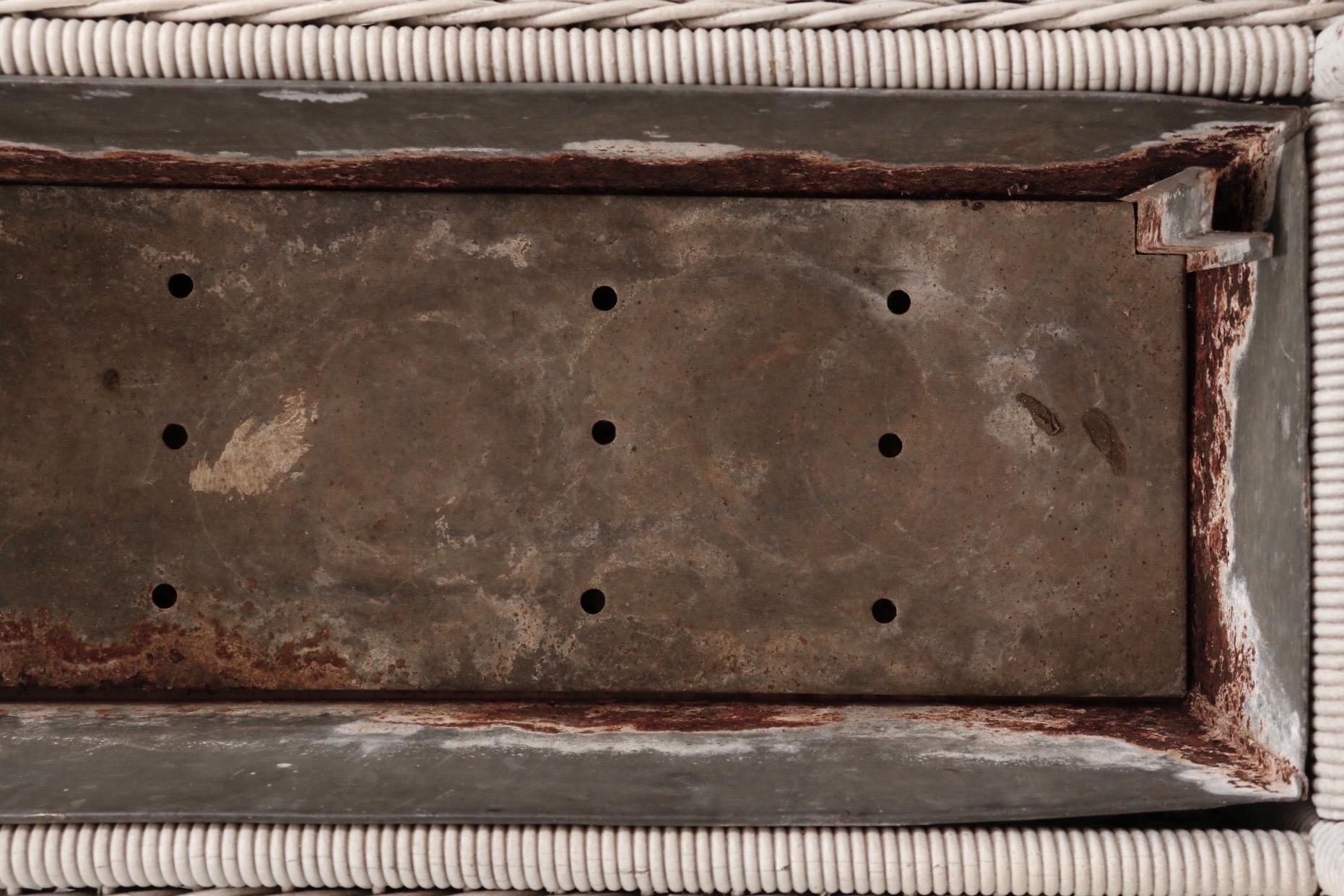 Antique Heywood Wakefield attr. White Wicker Planter For Sale at 1stDibs