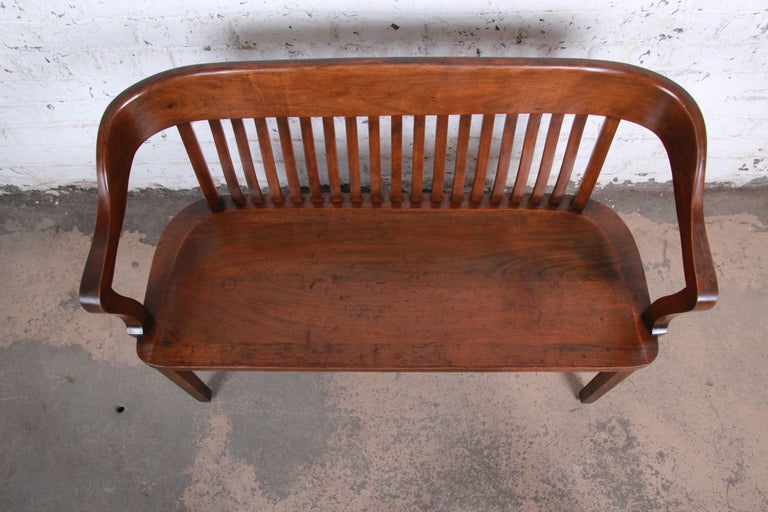 Antique Heywood-Wakefield Solid Walnut Lawyer's Bench at 1stDibs
