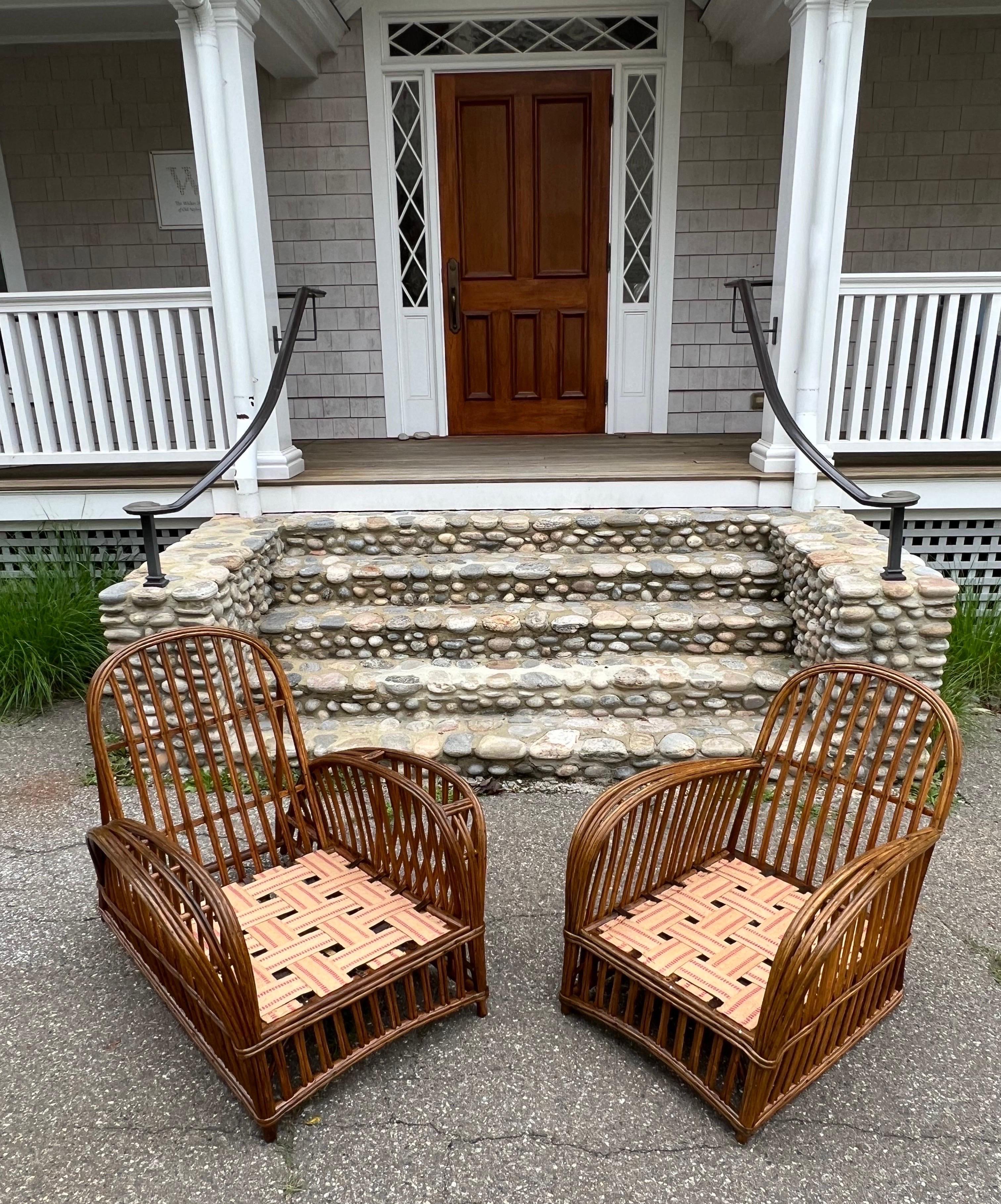 Antique Heywood Wakefield Stick Rattan Patio Set For Sale at 1stDibs