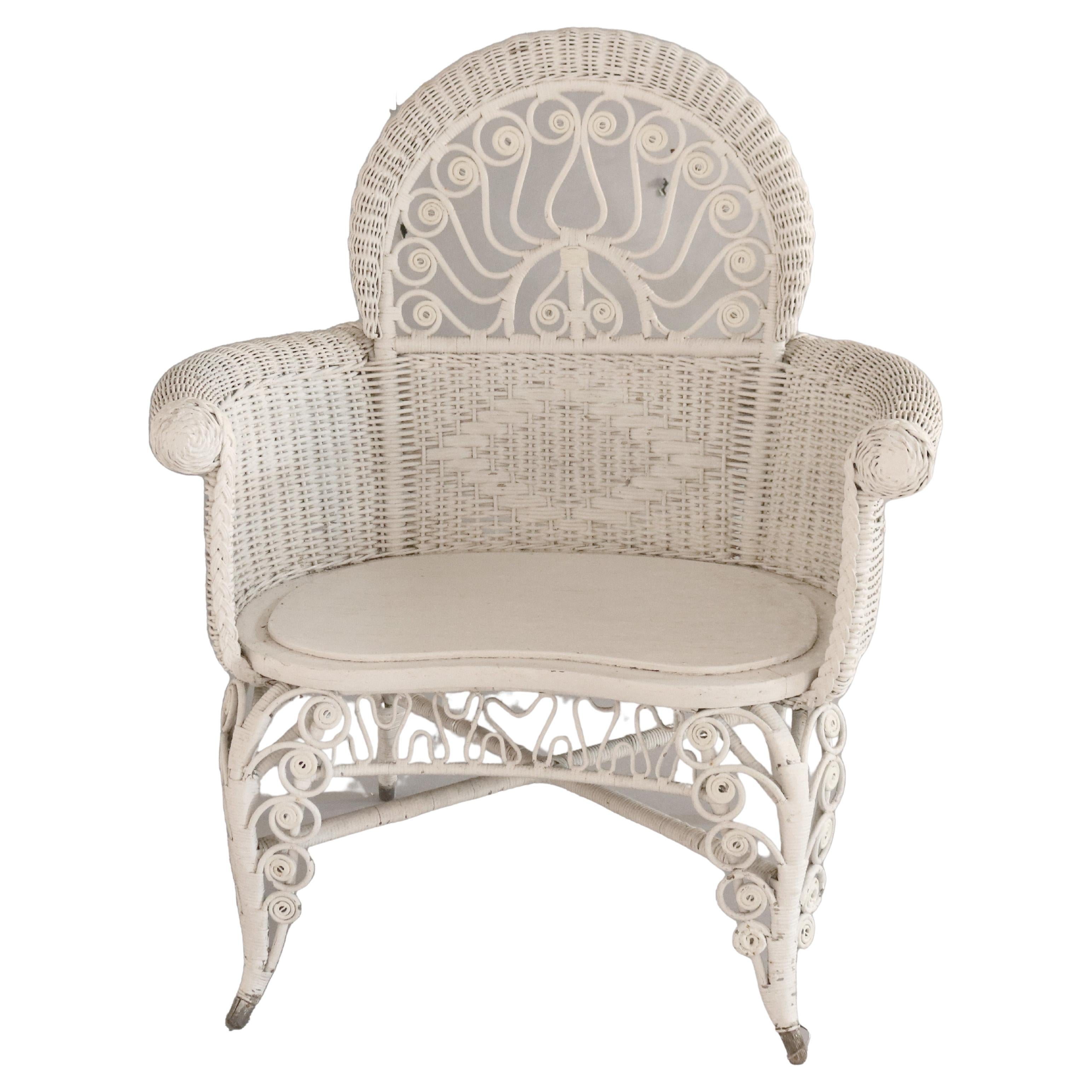 Ornate Victorian Antique Wicker Chair and Rocker For Sale at 1stDibs ...