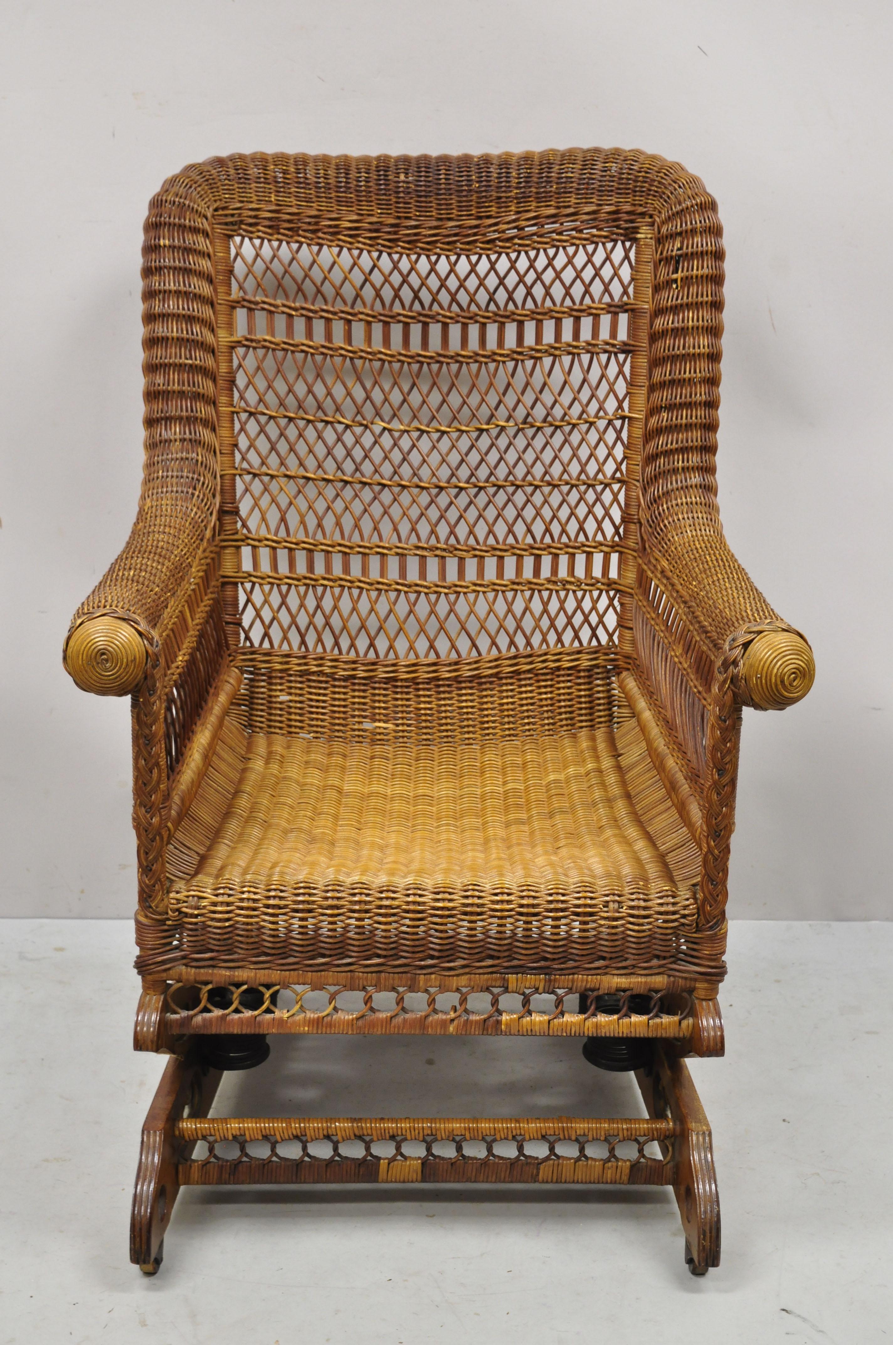 Antique Heywood Wakefield Woven Wicker Victorian Platform Rocker ...