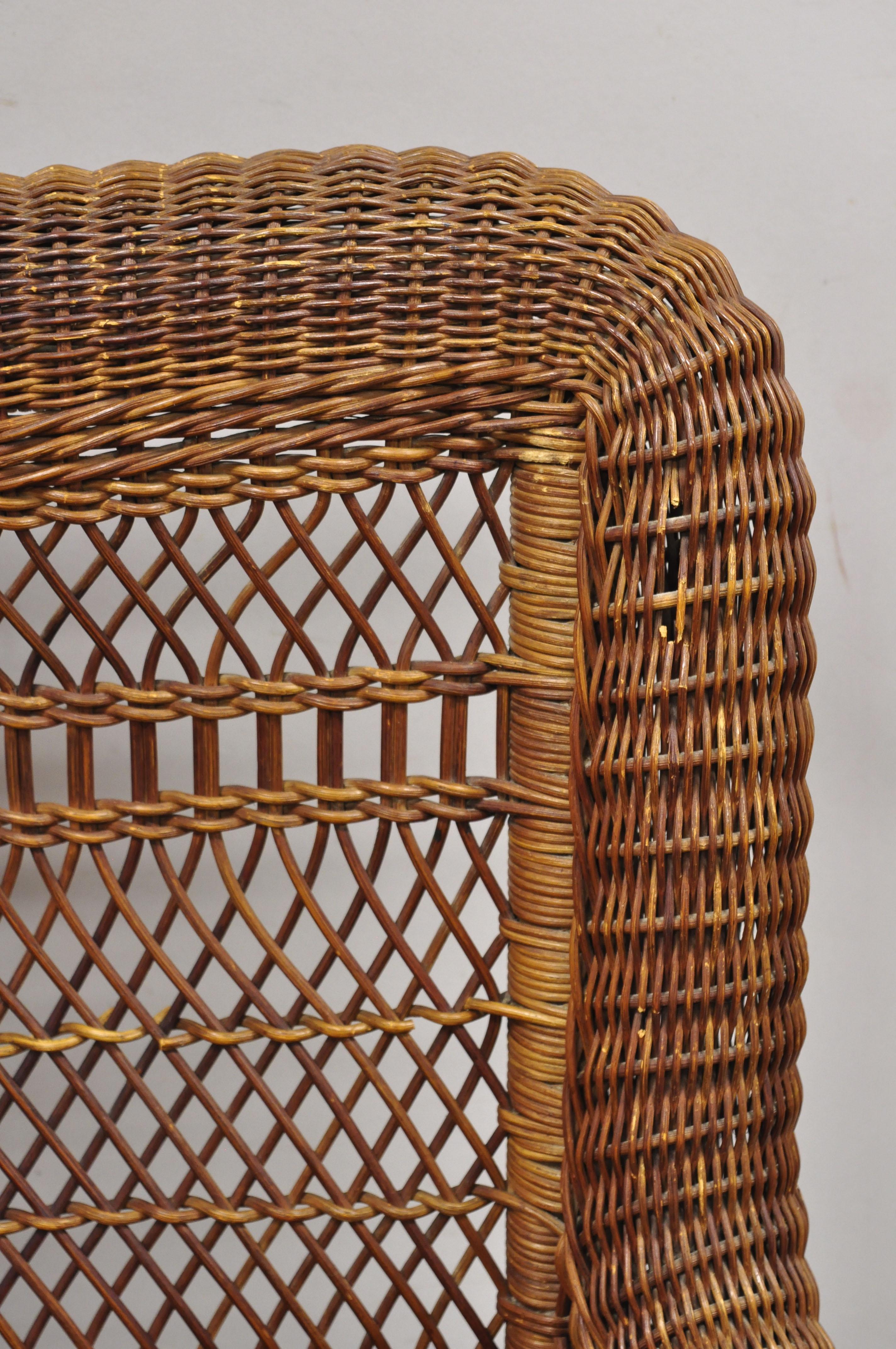 Antique Heywood Wakefield Woven Wicker Victorian Platform Rocker ...