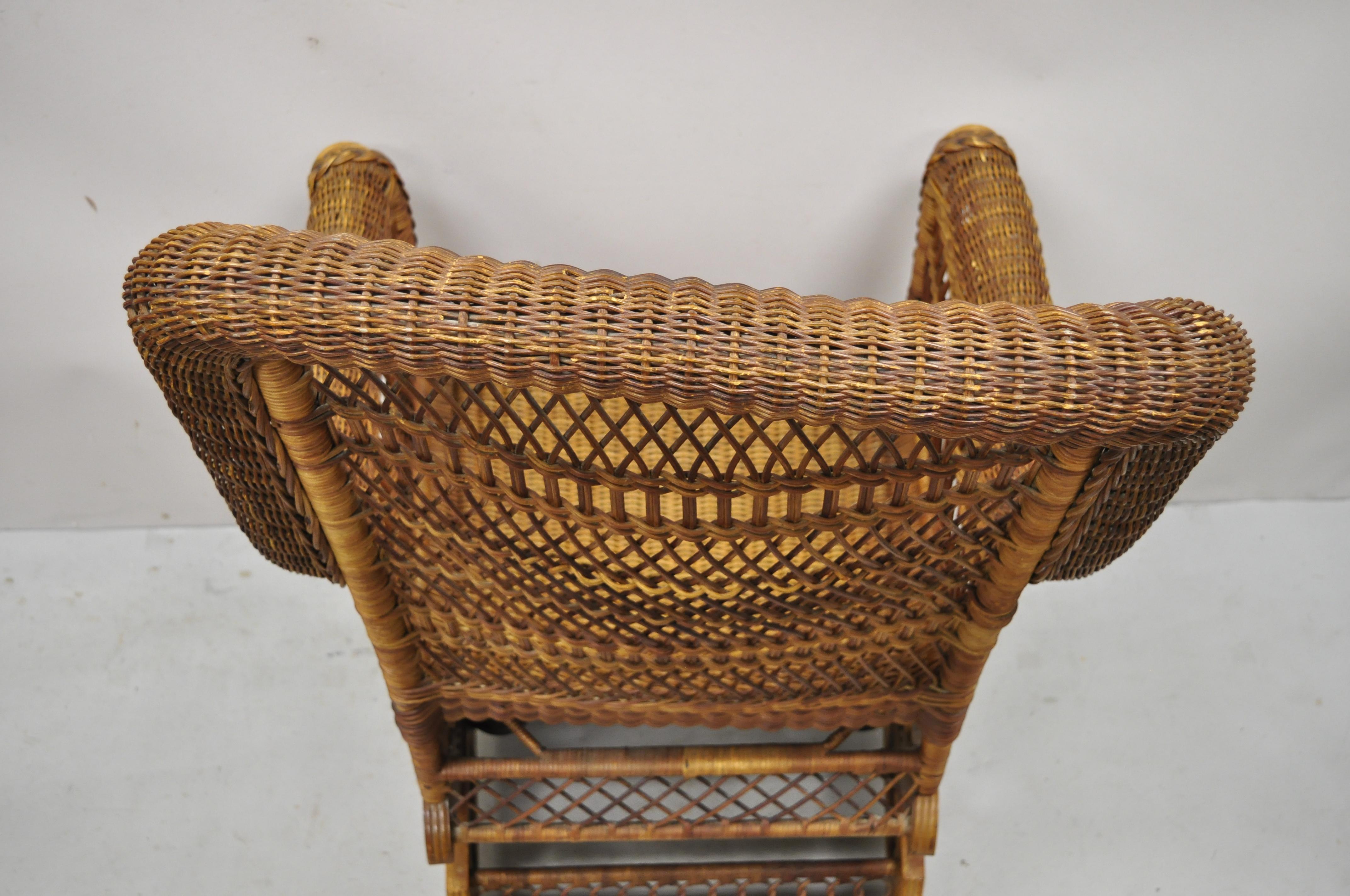 Antique Heywood Wakefield Woven Wicker Victorian Platform Rocker ...
