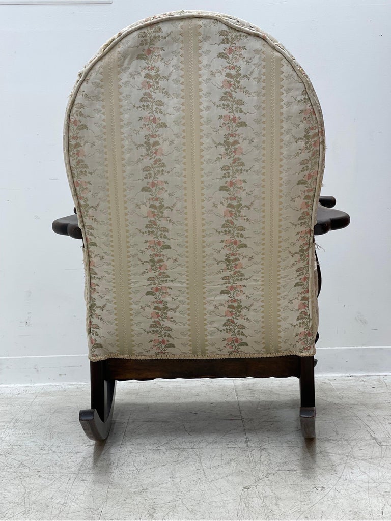 Antique High Back Rocking Chair For Sale at 1stDibs
