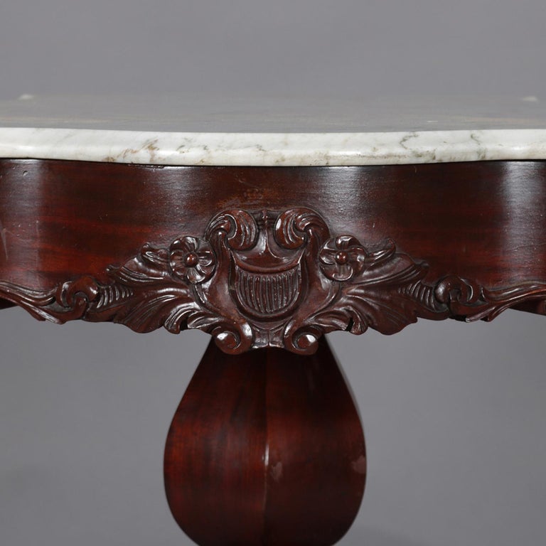 Antique High Victorian Deeply Carved Rosewood and Marble Turtle Top ...