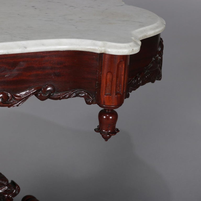Antique High Victorian Deeply Carved Rosewood and Marble Turtle Top ...