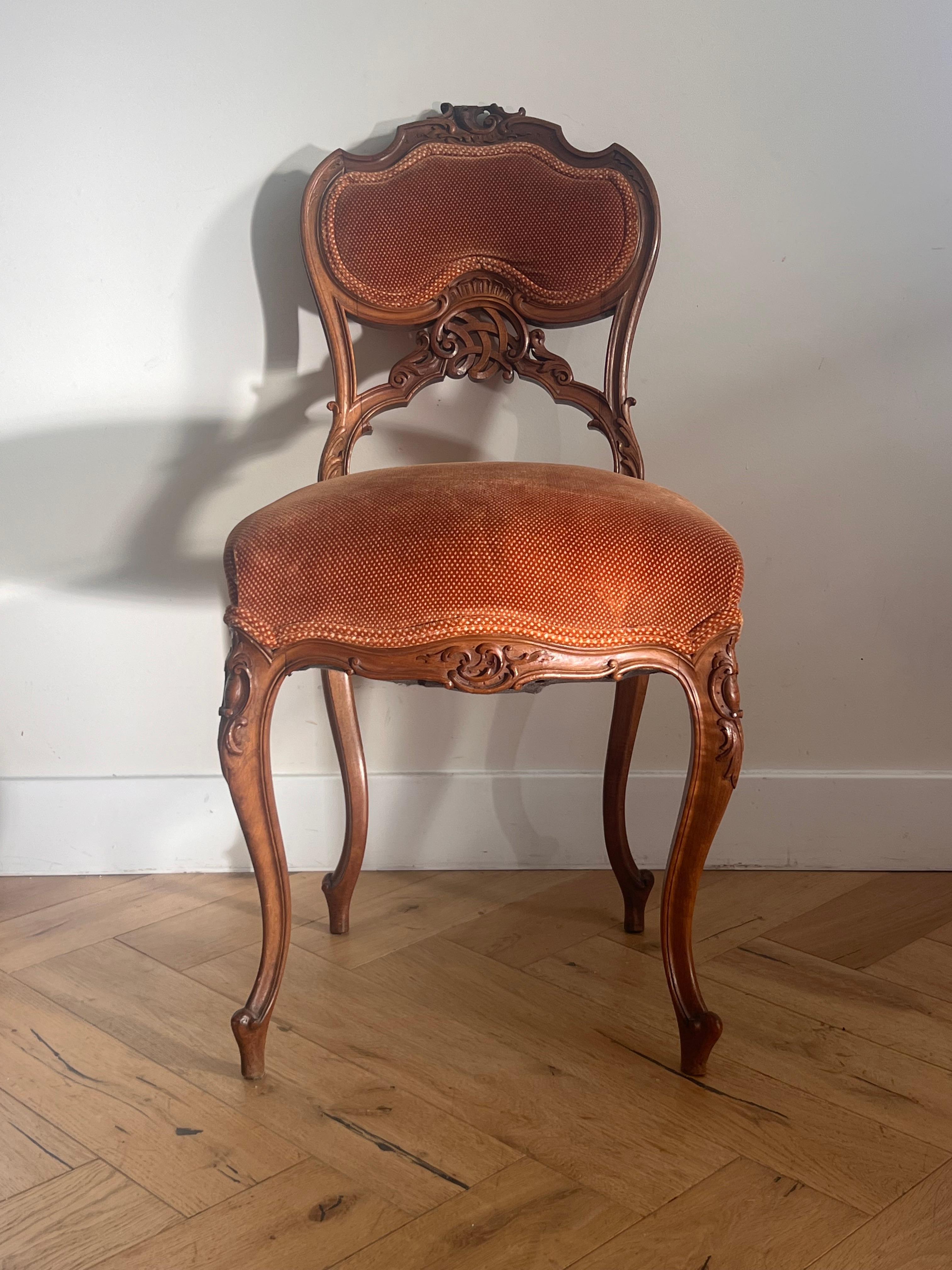Antique highly-carved Victorian side chair, late 19th century For Sale ...