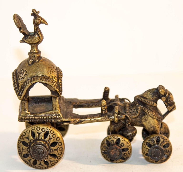Antique Hindu Bronze Temple Horse and Chariot Statue Toy on Wheels ...