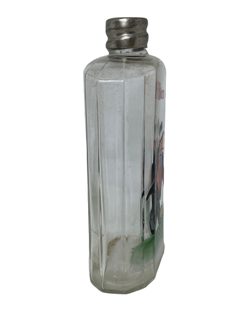 Antique Hip Flask Hand Painted Drunk Gentleman Motif, Sweden, Early ...
